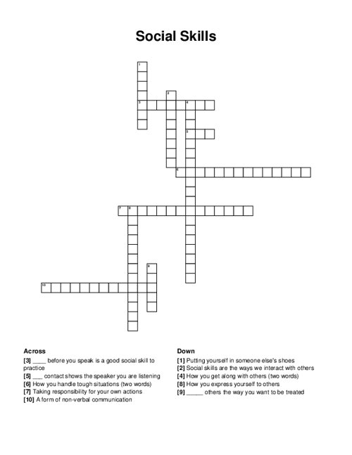 Mindfulness Crossword Puzzle
