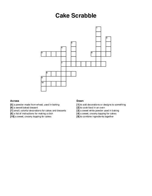 Baking Crossword Puzzle Baking Crossword Puzzle